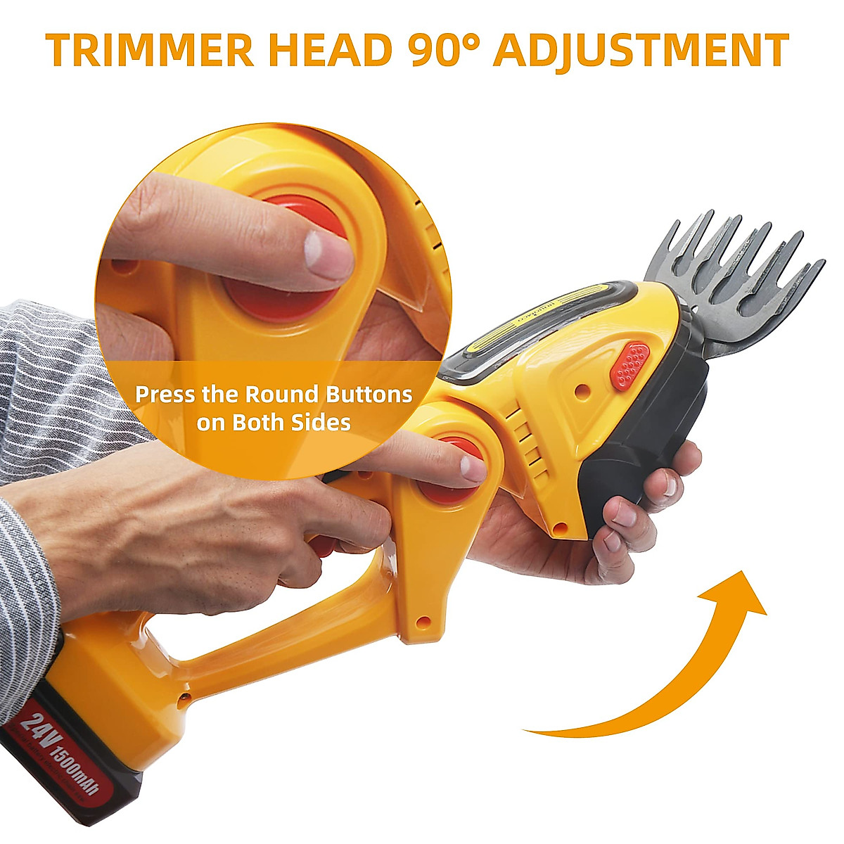 2 in 1 Hedge Trimmer, Cordless Grass Shear & Shrub Trimmer Electric 24V Handheld Weed Grass Cutter with 2×1.5Ah Rechargeable Battery for Garden, Lawn, Gardening Tools