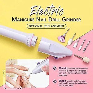 Ntpwenla Electric Nail Drill Nails Art File Electric Manicure Drill Set, Portable Nail Buffer Fingernail Grinder Kit Multi-Function Natural Toe Nail Polisher Grinding Burnishing (Multicolor, One Size)