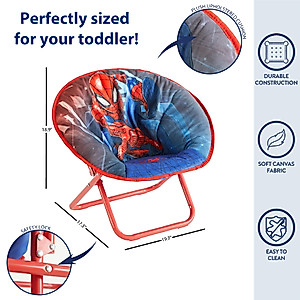 Idea Nuova Marvel Spiderman 19” Frame Folding Toddler Saucer™ Chair with Cushion, Ages 3+