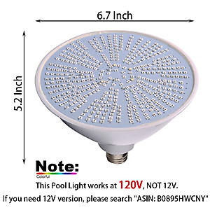 Mopzlink Pool Lights, 120V 40W RGB Color Changing Underwater LED Pool Light for Inground Pool with Remote Control, E26 Replacement Bulb Fit in for Pentair and Hayward Pool Light Fixtures