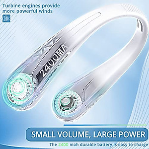 Peiyuu Portable Neck Fan,Wearable Hands Free Fan, Quiet Design 3 Speed Fan,Bladeless,Rechargeable, Lightweight,Headphone Design,4002 mAh Battery USB Powered Desk Fan-Ivory