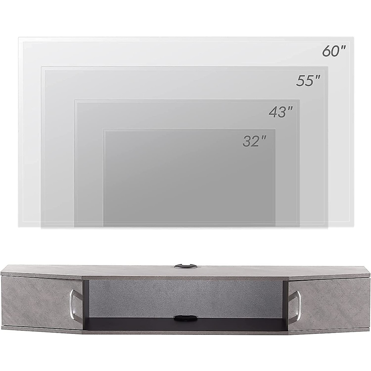 WAMPAT Floating TV Stand for 32-60 inch TVs,Floating TV Shelf for TV Wall Mounted, Modern Floating Entertainment Center Media Console Shelf for Living Room, Bedroom,41'',Grey