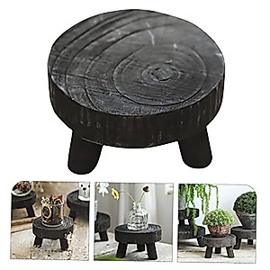 ifundom Wooden Potted Plant Stand Flower Pot Display Stand Dessert Stand House Plants Indoors Live Black Round Tray Coffee Tray Tea Trays for Serving Wood Riser Mouton Potted Flower Small