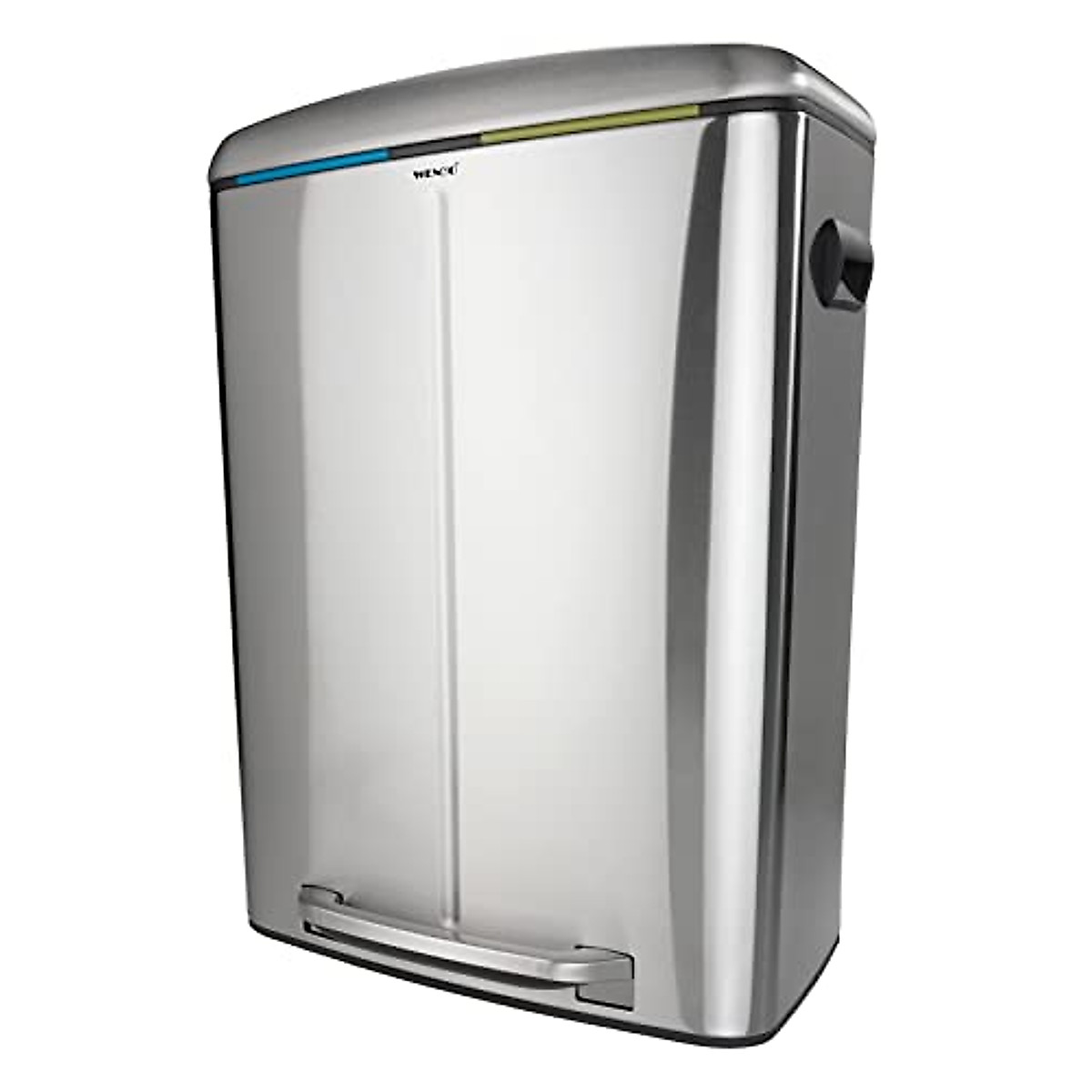 WENKO Primo 10 Gallon Dual, odorless, Waste, (WxHxD): 8.9x9.1x12.6 in, Stainless Steel Lid and Foot Pedal, Garbage Bin, Handsfree, Step Trash Can, Chrome