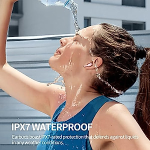 Bluetooth Earbuds, Wireless Earbuds Crystal-Clear Calls with 4 Mic, Bluetooth 5.3 High-Fidelity Stereo Earphones IPX7 Waterproof Half in-Ear Earbuds Headphones for Working Sports