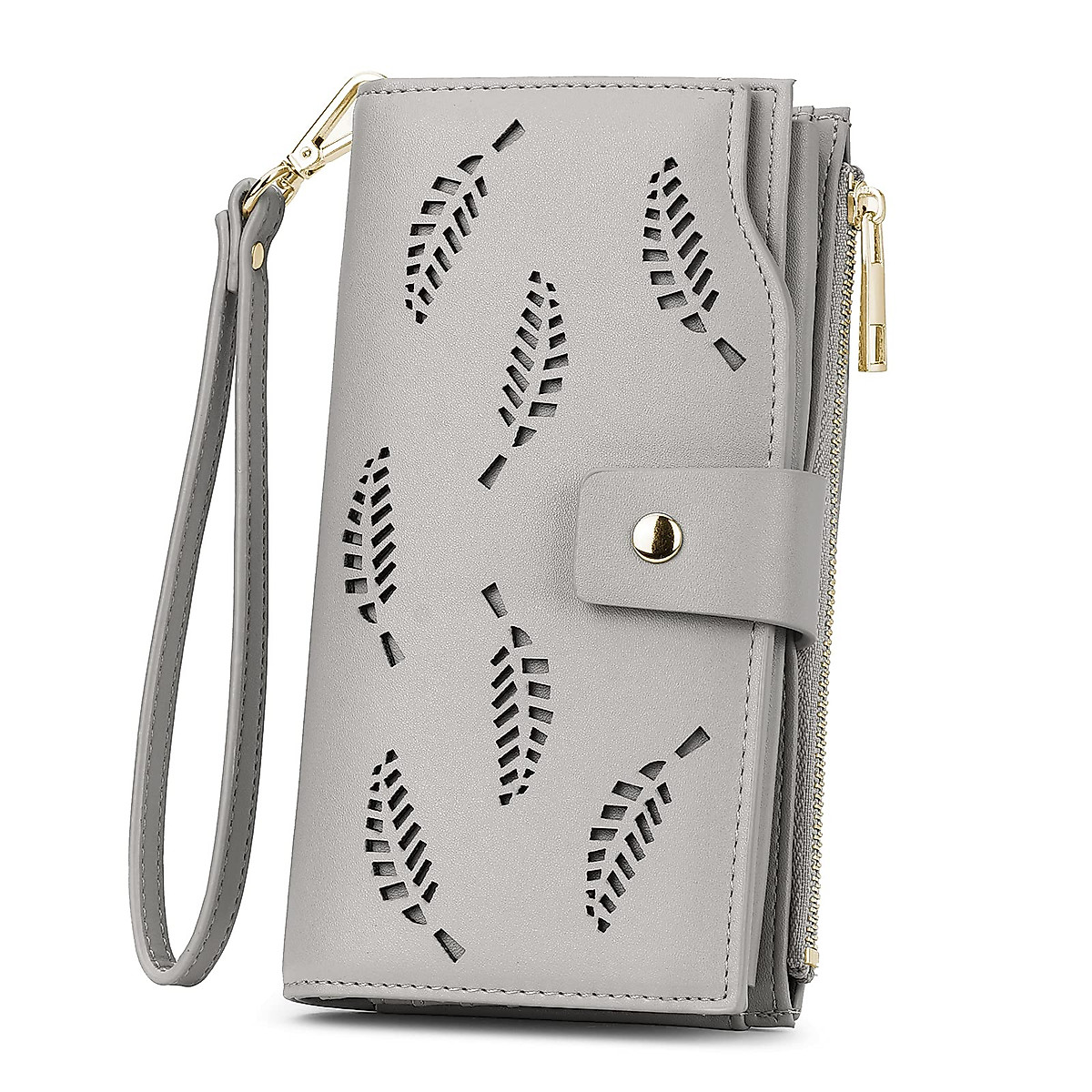 YALUXE Women's Leather Zipper Wallet RFID Blocking Multi Card Holder with Cellphone Pocket Large Capacity