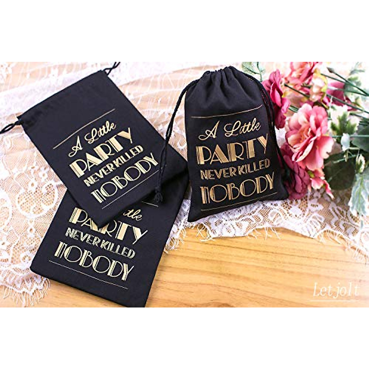 Hangover Kit Bags Portable Key Bag Gifts Bag Avoid Hangover Favor Bag Bachelor Party Wedding Gifts for 21st Birthday Pirate Themed Party Bridal Shower 5x7 Inches, Black Set 10