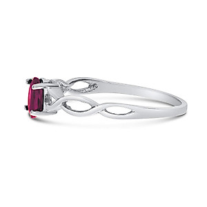 Direct-Jewelry 10k White Gold Oval Ruby Ring (Size 9)
