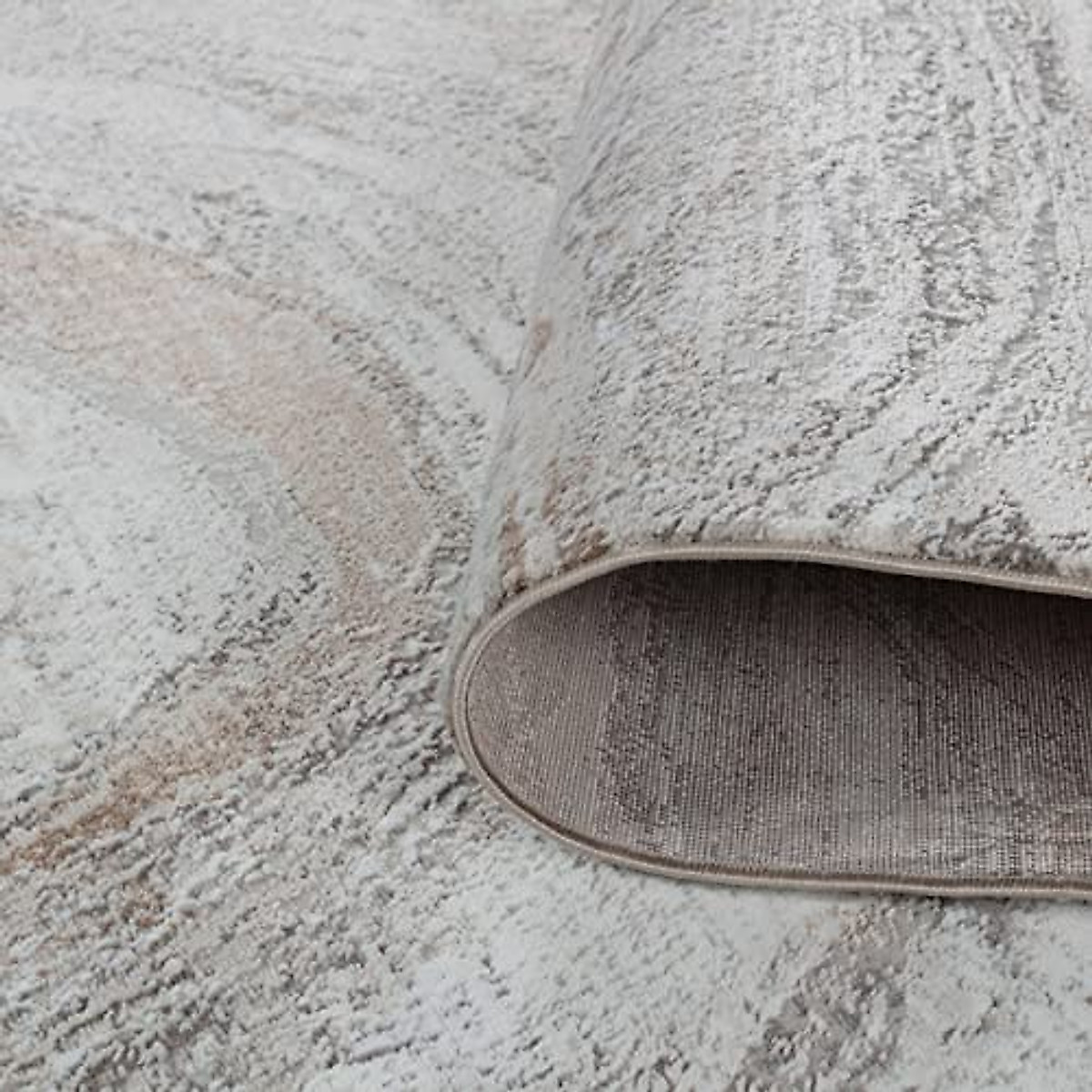 GLORY RUGS Abstract Area Rug Modern Contemporary Faded Soft for Living Room Dining Room Bedroom Home and Office (108CreamGold, 8x10)