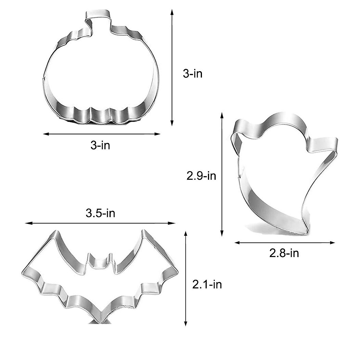 Halloween Cookie Cutters - 5 pieces Cookie Cutters Shape - Pumpkin, Bat, Ghost, Cat and Witch Hat Shapes for Halloween Food Party Decorations