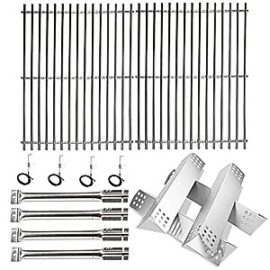 Hisencn Replacement Parts for Master Forge 1010037 1010048 Gas Grill Models, Stainless Steel Burners, Stainless Heat Plates Tent Shield and Cooking Grids Grill Grate Repair Kit