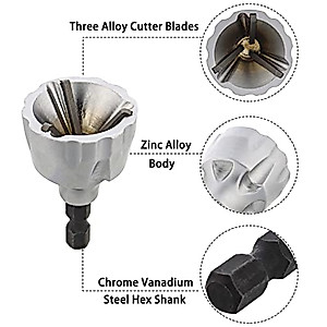 Saipe Deburring External Chamfer Tool Hex Shank Bolt Thread Repair Tool Deburring Chamfering Tools Metal Deburring Chamfer Drill Bit Fits for 1/8"-3/4"(3mm-19mm)