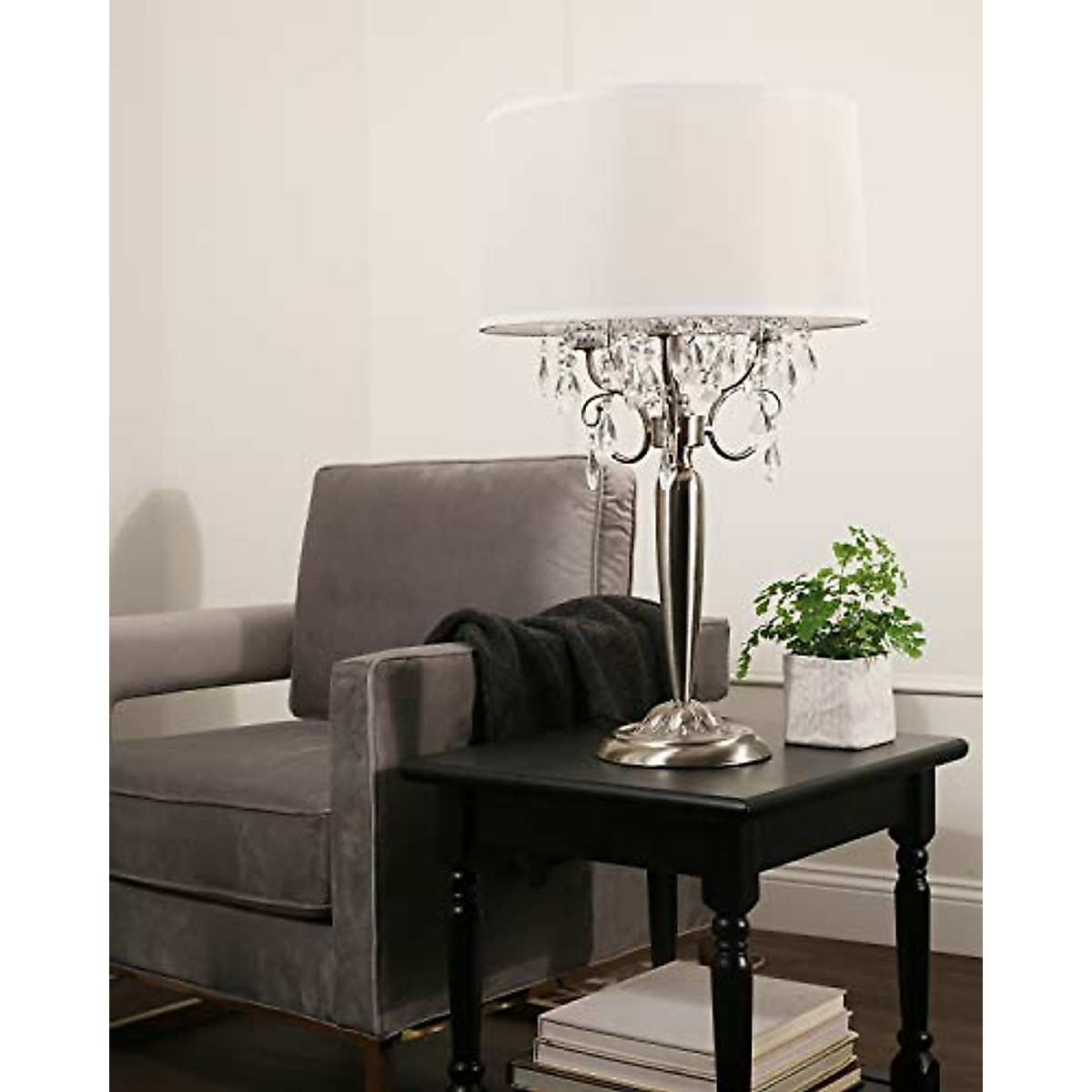 Ok Lighting OK-5109T Crystal Silver Table Lamp, 16" x 16" x 30"