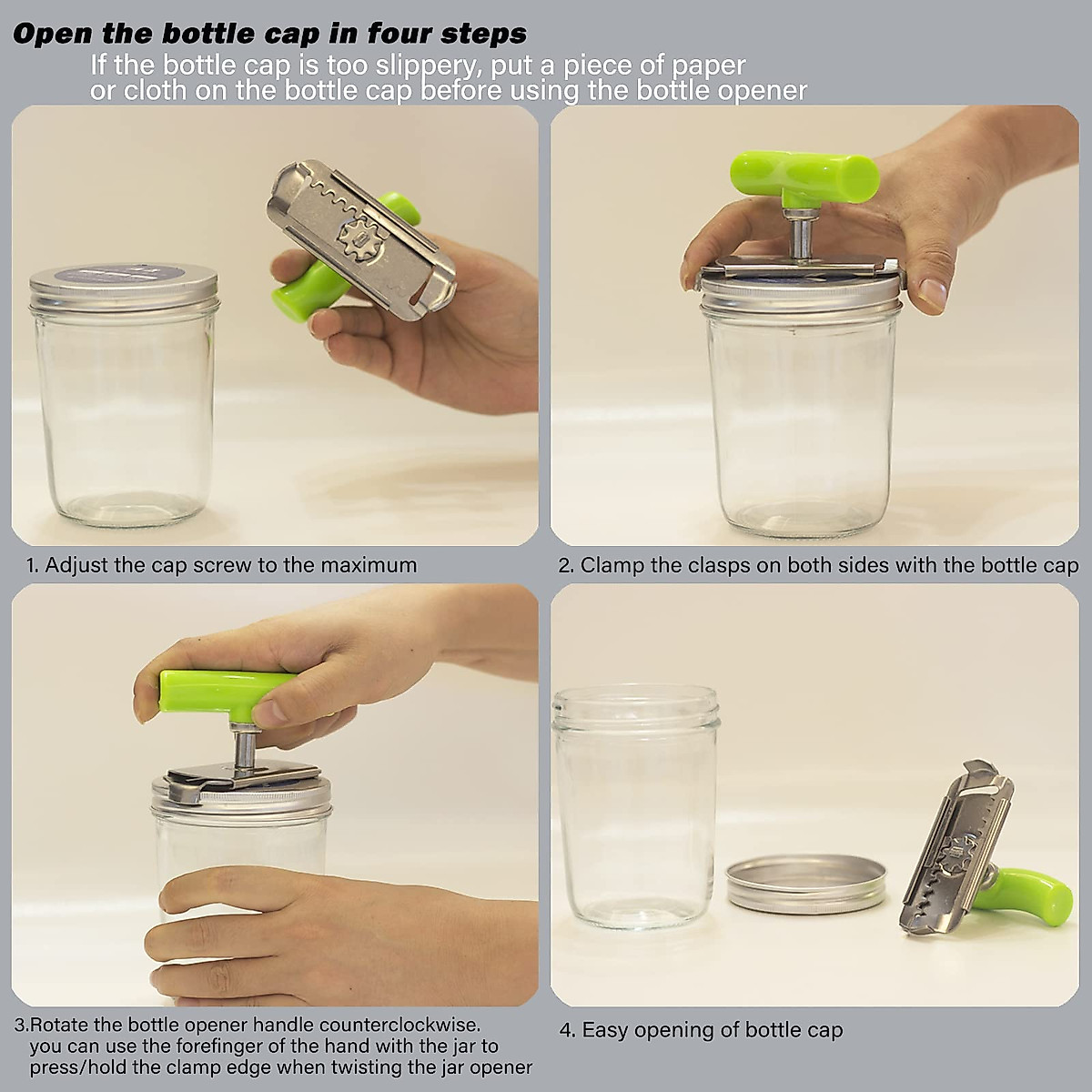 Jar Opener for Weak Hands,Jar Opener for Seniors with Arthritis,Low Strength and Children,Bottle Opener Tool, Adjustable Jar Opener for 1-4inch Bottles and Jars