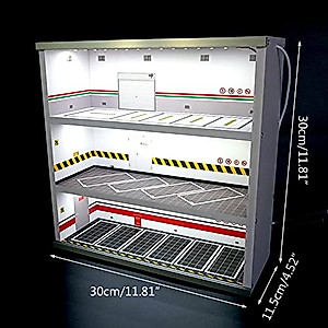Garage Display Case Collectible Display Show Case with LED Lights,Model Car Display Case for 1:64 Scale Mini Car Parking Space Scene Collectible Gift Decoration 3 Layer Model Car Parking Lot Garage