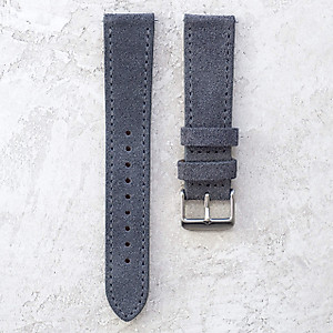 Benchmark Suede 20mm Leather Watch Band – 20mm Quick Release Watch Band with Stainless-Steel Buckle & 9 Adjustable Holes – Grey Leather Watch Bands for Men & Women (20mm, Grey)
