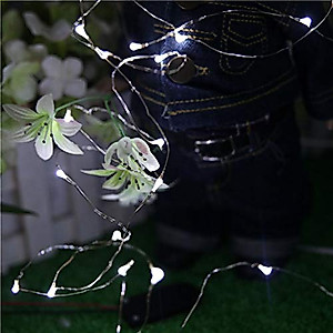 OSALADI 2M 20 LED Mason Jar Lights Solar Powered String Lights Fairy Lights for Garden Yard Home Landscape (White)