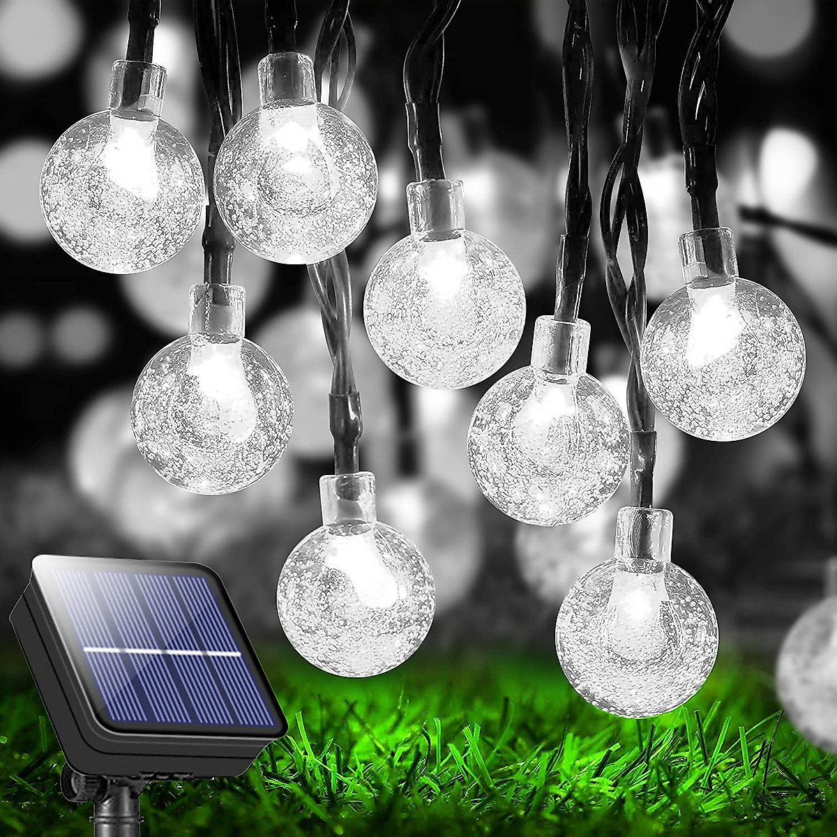 Cohoya Solar String Lights 25.6ft 30 Mini Globe Crystal Balls Waterproof Fairy Lights 8 Modes Outdoor Lights Solar Powered String Light for Christmas Garden Yard Home Party Wedding Decoration