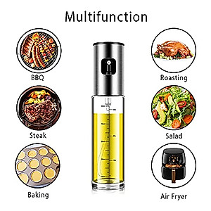 VCHOMY Oil Sprayer for Cooking, 100ml Kitchen Accessory Glass Olive Oil Sprayer Bottle for Air Fryer, Salad,Baking,Roasting and BBQ (Oil Sprayer with Funnel)