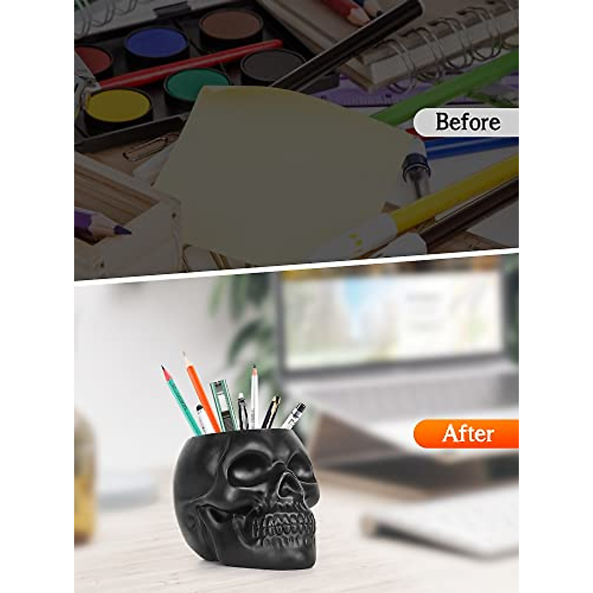 Dashamce Skull Planter Dish Large Flower Pot Container Box Halloween Skull Candy Bowl Desk Decoration