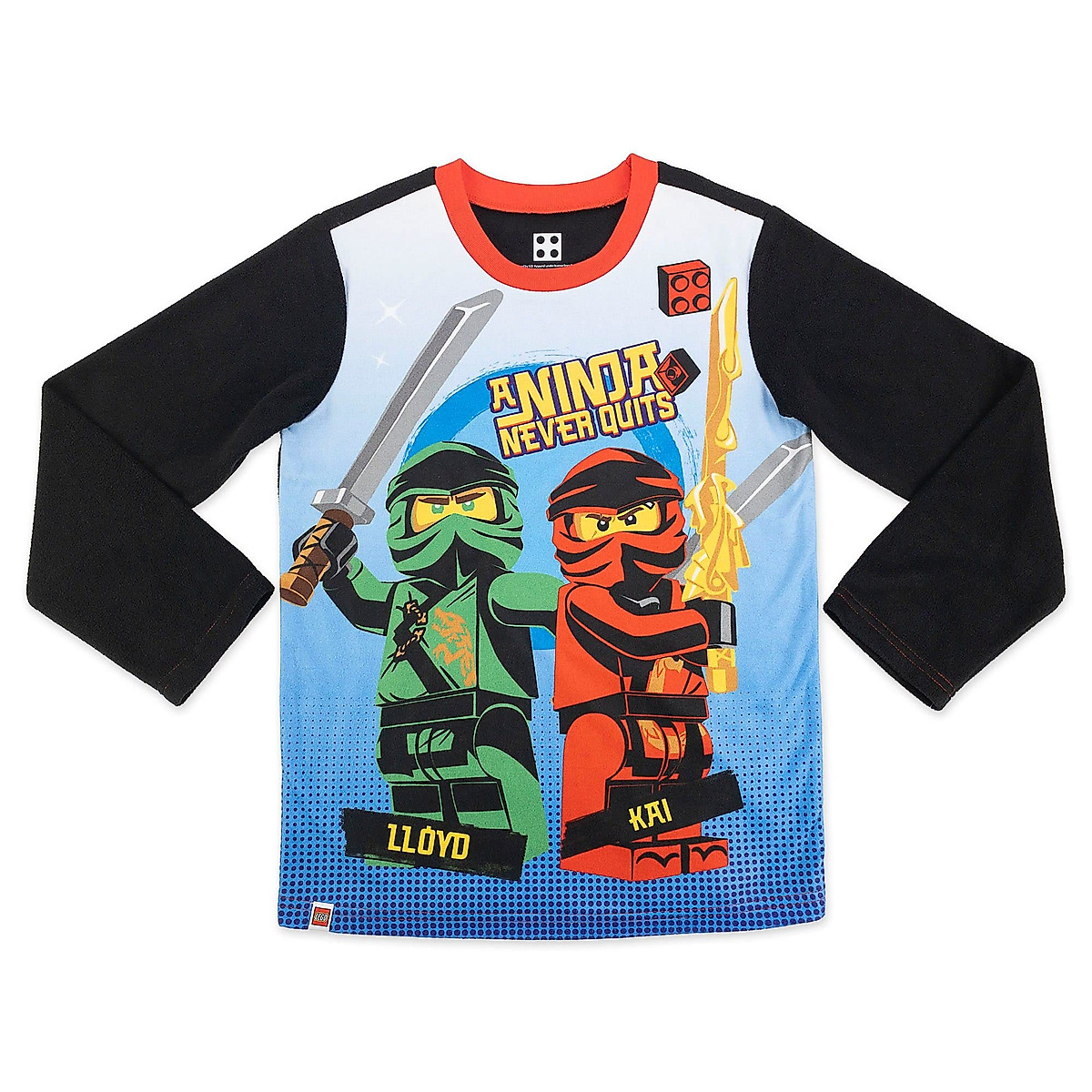 LEGO Ninjago Boys Pajama Set, Kai & Lloyd with Matching Cozeez Slippers, Black, Size 4/5