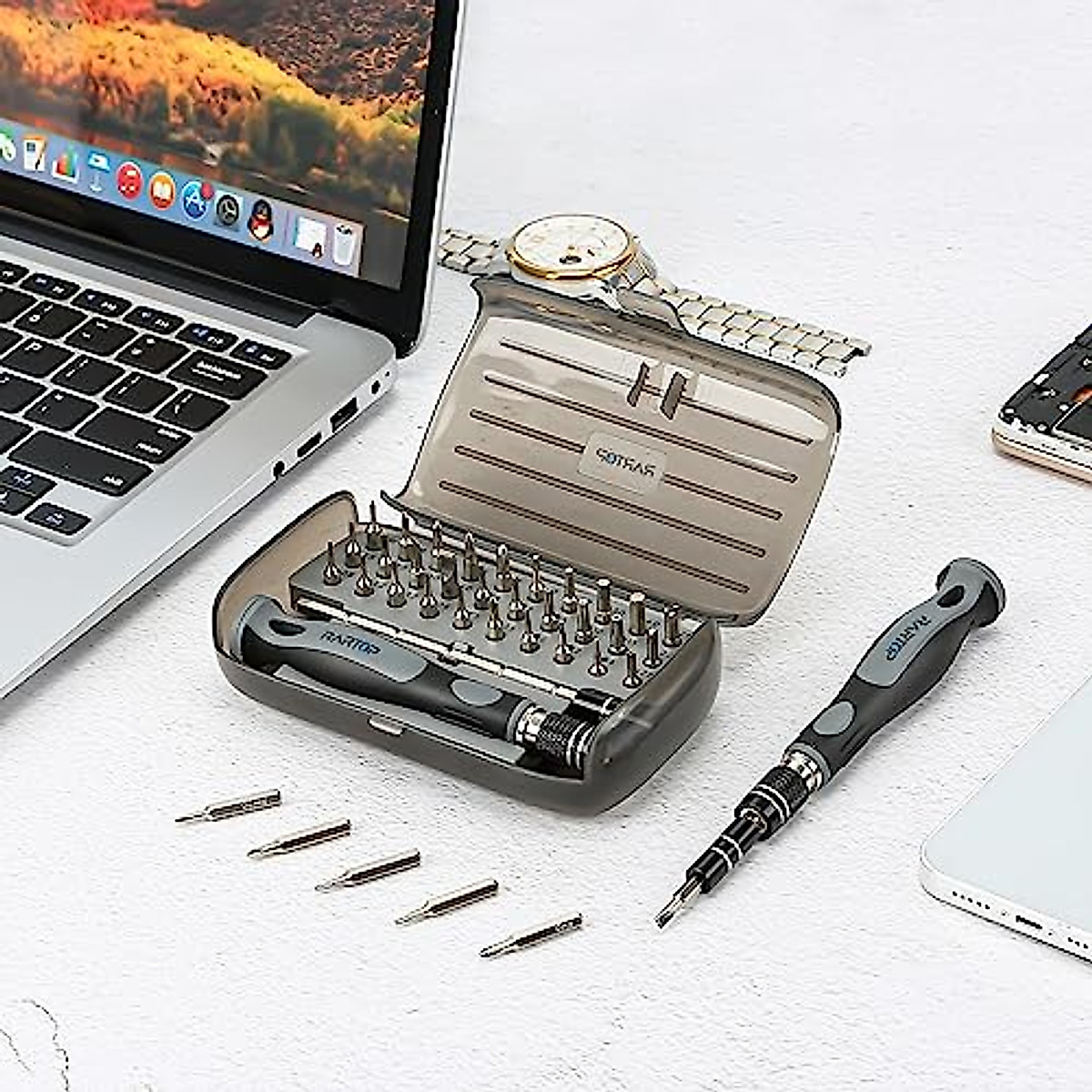 RARTOP Screwdriver Set - Small Screwdriver Set with 30Pcs Precision Screwdriver Bits, Mini Phillips Slotted Hex Star Torx Bits for Watch, Glasses, Cell Phone, Switch, Laptop and Electronics Repair