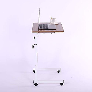 Fancasa Laptop Cart 23.6" Mobile Table Movable Portable Adjustable Notebook Computer Stand with Wheels (Teak)