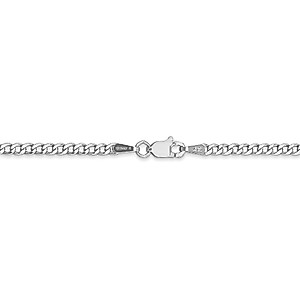 Sonia Jewels 14k White Gold 2.5mm Curb Cuban Link Chain Necklace - with Secure Lobster Lock Clasp 20"
