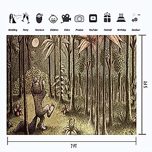YouRan Where The Wild Things are Backdrops for Photography 7x5 Wild One Little Monster Backdrop Baby Shower Vinyl Banner Where The Wild Things are Party Supplies 1st Birthday