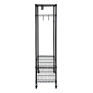 Oceanstar Heavy Duty Rolling Storage Garment Rack with Adjustable Shelves and Hook,Black