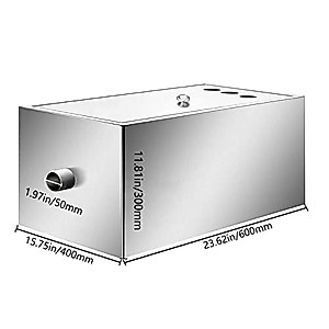 Grease Trap with 3 Top Inlets, Grease Traps for Restaurants Under Sink, Commercial Grease Trap Under Sink, Stainless Steel Grease Interceptor Trap for 3 Compartment Sink