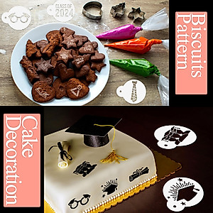 20 Pieces Graduate Cookie Stencils Reusable Cakes Baking Template for DIY Craft Graduation Party