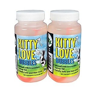 Kitty Love Bubbles: 2 Pack 4oz Bottles of Catnip Scent Bubbles for Cats, Non-Toxic and Allergen-Free, Bring Out Your Cat's Inner Hunter with Hours of Fun and Exercise