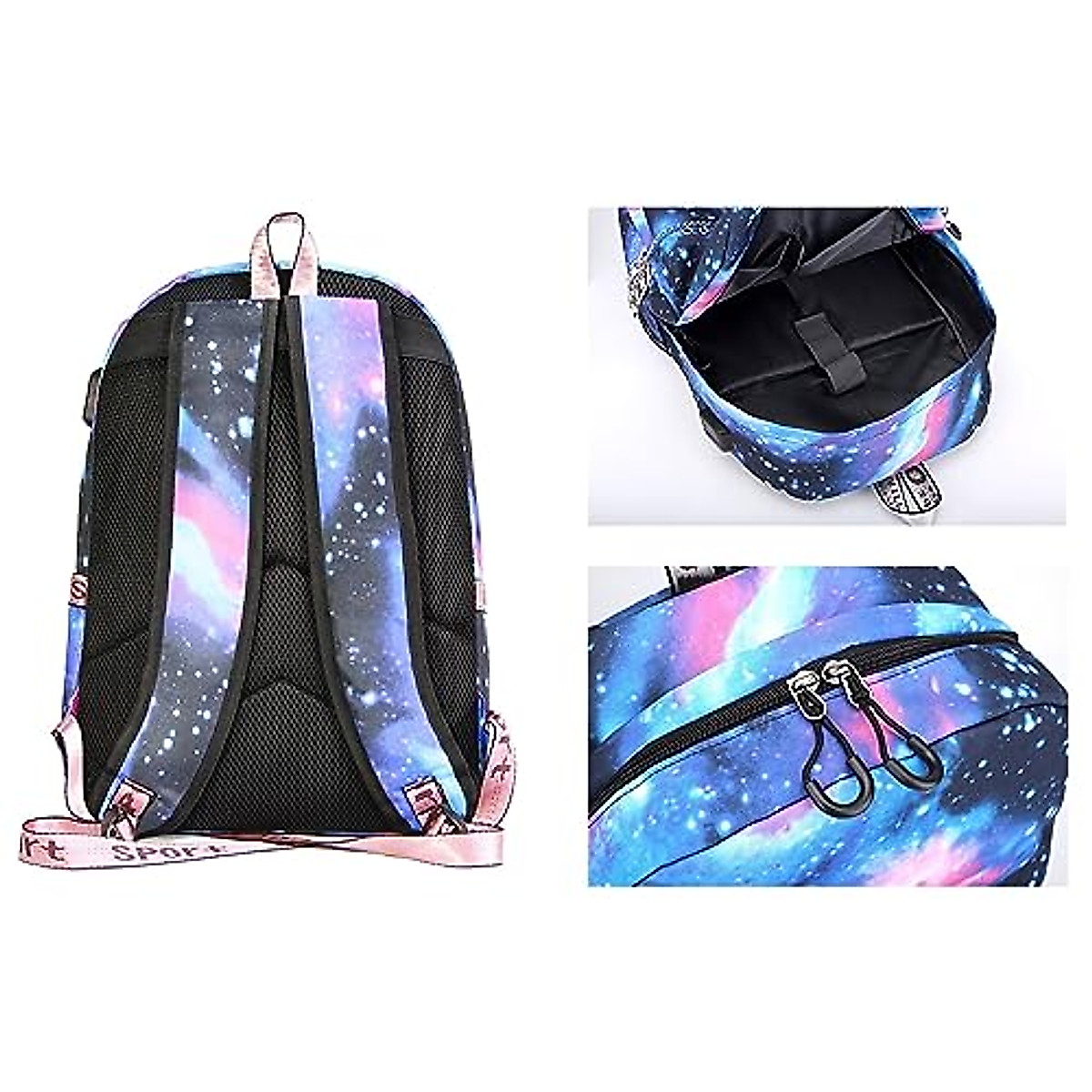 WANHONGYUE My Hero Academia Anime Rucksack 15.6 Inch Laptop Backpack Bookbag with Keychain Stainless Steel Chain Black / 15