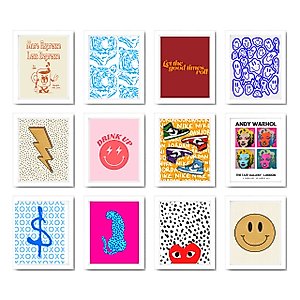 Aesthetic Colorful Room Decor - Set of 12 Poster Prints (8"x10") - Trendy Home Decor/Bedroom/Kitchen/Dorm - By Printer's Row & Co. (PRC3)