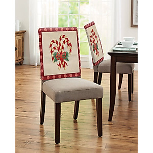 Christmas Candy Cane Chair Back Cover, Dining Chair Protector Covers, Bowknot Red Board Vintage Chair Covers Removable Chair Slipcovers for Weeding Banquet Party 19"x18", 4 Pack