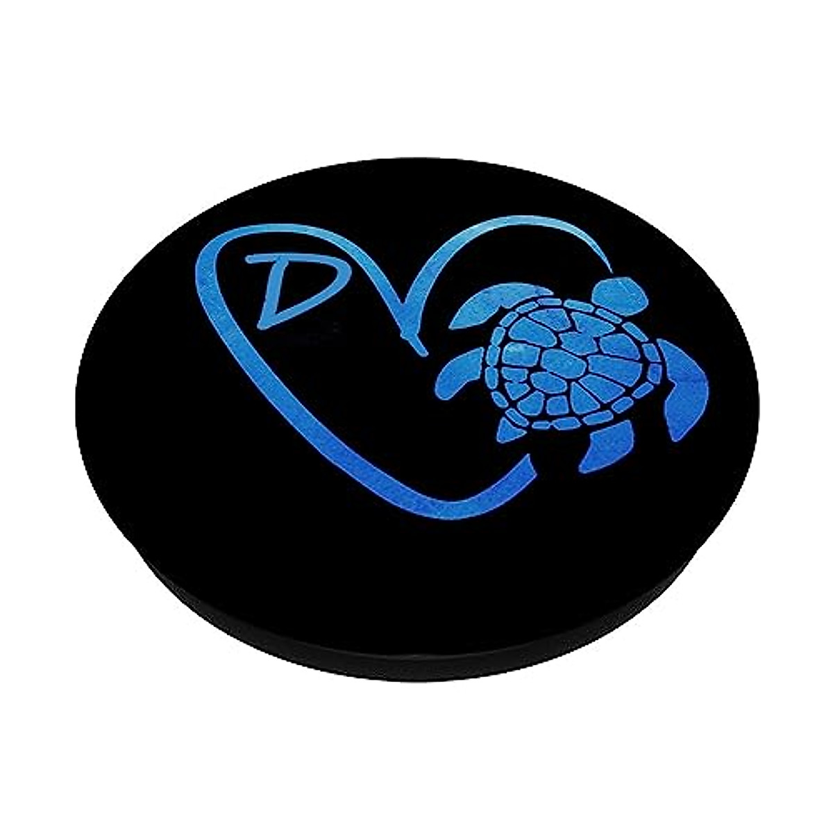 Blue Green Sea Turtle Heart Letter D Initial Name Monogram PopSockets Swappable PopGrip