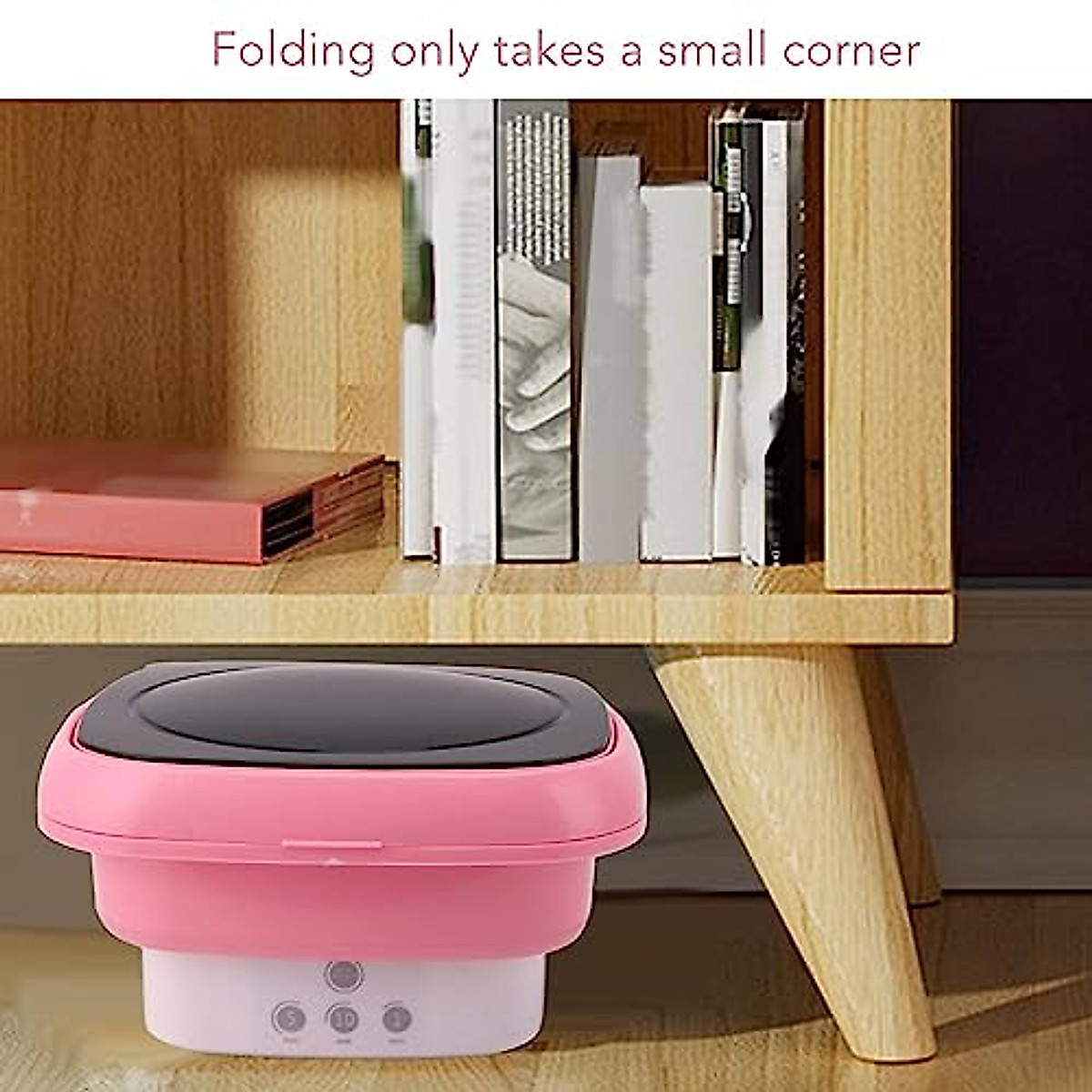 Portable Washing Machine, Foldable Mini Bucket Washing Machine with Drain Pipe Adapter for Baby Clothes Underwear, Small Washer Gift Choice for Apartment Dorm Camping RV Travel
