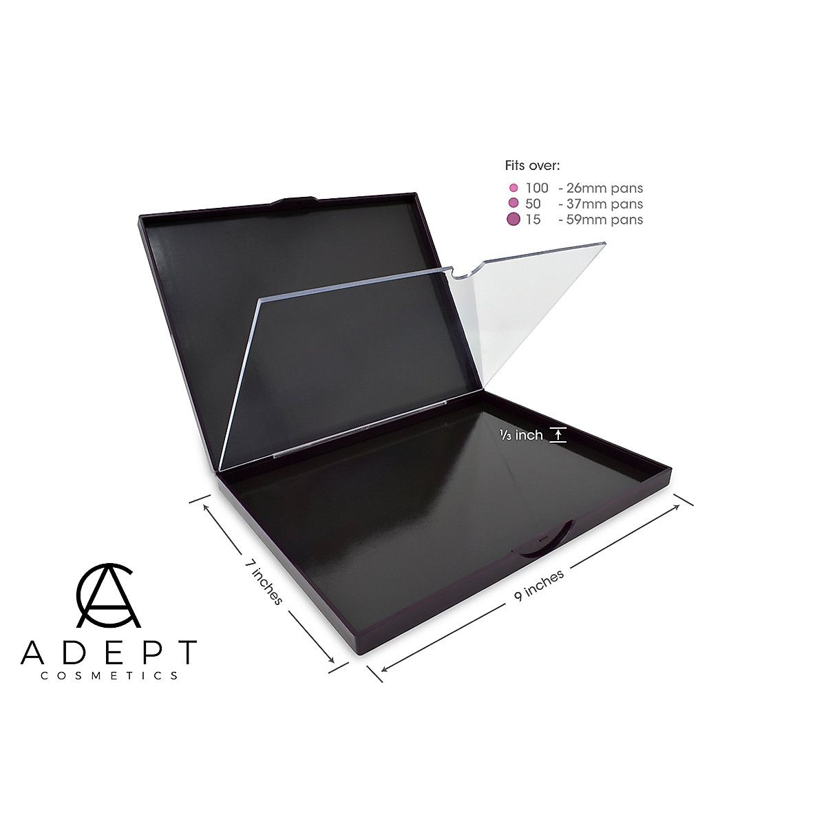 The Adept Palette in Singularity Black - Double Sided Magnetic Empty Palette with Divider, Holds Over 100 Single Round Standard Sized Eyeshadow Pans, Hardshell Case