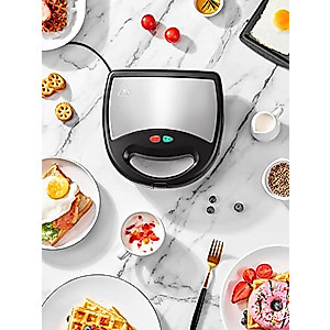 FOHERE 3-in-1 Sandwich Maker, Waffle Maker, Sandwich Grill, Portable Electric Panini Press with Removable Non-Stick Plates, LED Indicator Lights, Cool Touch Handle, Toaster, Grilled Cheese Machine