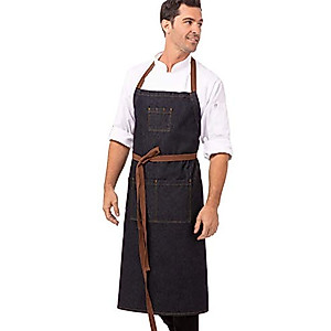 Chef Works Unisex Memphis Chefs Bib Apron, Indigo Blue, One Size