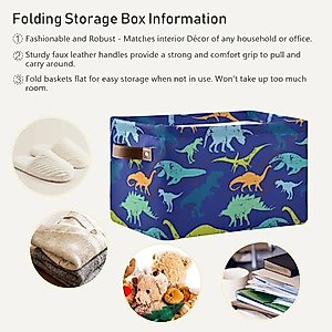 Dino Dinosaur Storage Basket Bins Foldable Laundry Hamper Toy Storage Bins Box Organizer for Pet Books Clothes Makeup Nursery Closet Office,1 pcs