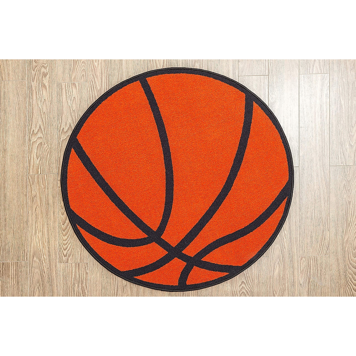 Furnish my Place Basketball Round Play Area Rugs for Kids | Round Shaped | Kindergarten Classrooms and Playrooms | Contemporary | Multicolor | (Basketball 2'2" Round)