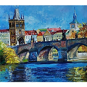 SOLD - A Prague Spring, Charles Bridge Prague by Internationally Renowned Painter Yary Dluhos