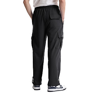 GYMBULLFIGHT Men's Cargo Sweatpants Loose Fit Pants Joggers for Men with Pockets, Open Bottom Drawstring Black