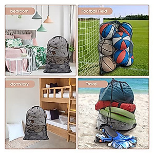 Meowoo Mesh Laundry Bag, 27×36inch Heavy Duty Extra Large Mesh Laundry Bags Drawstring Lockable, Laundry Hamper Liner, Machine Washable, for Travel,　Storage,　Sports， Factories, Dorms, Hamper Liner(black,2Pcs)