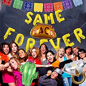 Mexican Gay Mexican Lesbian Bachelorette Party Decorations Kit -Fiesta Same Taco Forever Balloon Banner Taco Diamond Ring Cactus Foil Balloon Mexican Party Banners Funny Bridal Engagement Party
