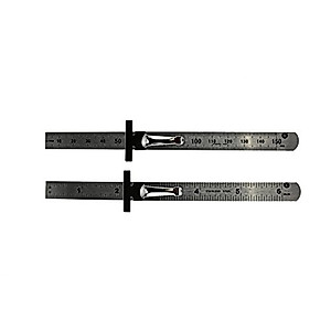 SE Stainless Steel SAE Metric Ruler Set - Stainless Steel Precision Ruler Measuring Tool - Detachable Clips - Set of 2 Pcs - 925PSR-2