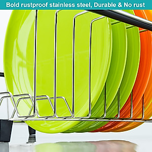 iPEGTOP Expandable Deep Large Dish Drying Rack and Utensil Cutlery Holder, Rustproof Stainless Steel Over Sink Dish Rack Basket Shelf, Dish Drainer in Sink or On Counter
