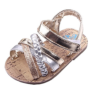 Beeliss Baby Sandals Rubber Sole Summer Shoes (6-12 Months Infant, Gold, 6_months)
